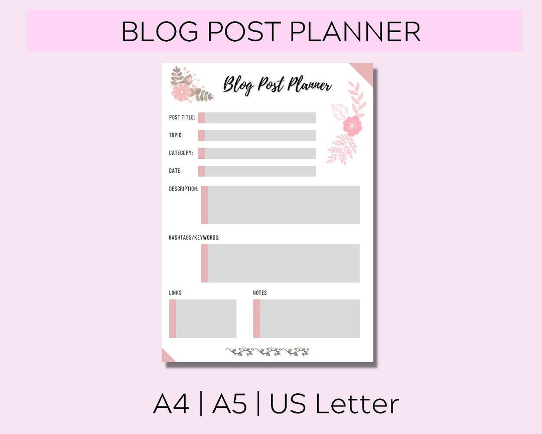 Blog Post Planner - Instant Download - A4 A5 US Letter - Printable PDF ...