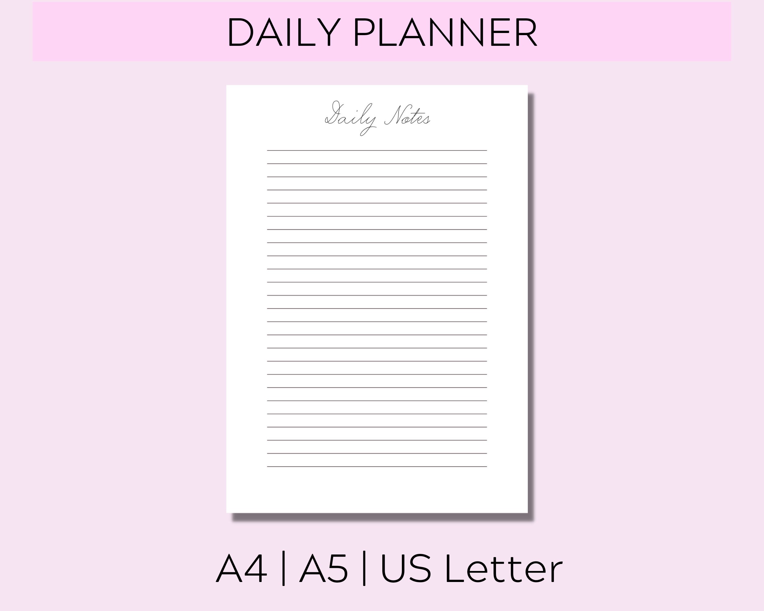 Daily Notes Planner A4 A5 Letter - Etsy