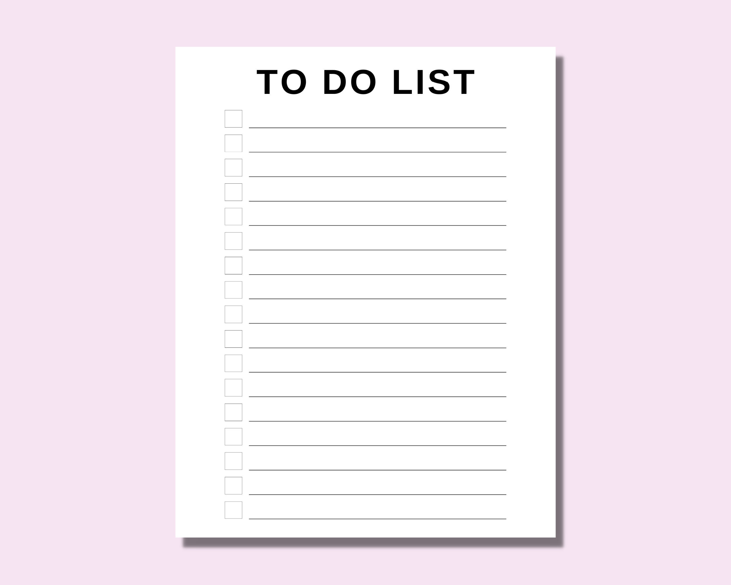 To Do List Printable, Daily to Do List Task Checklist, Productivity ...