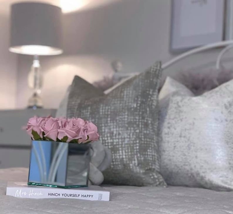 Personalised Cube Mirrored Glass Vases Interior Artificial Roses Hat ...