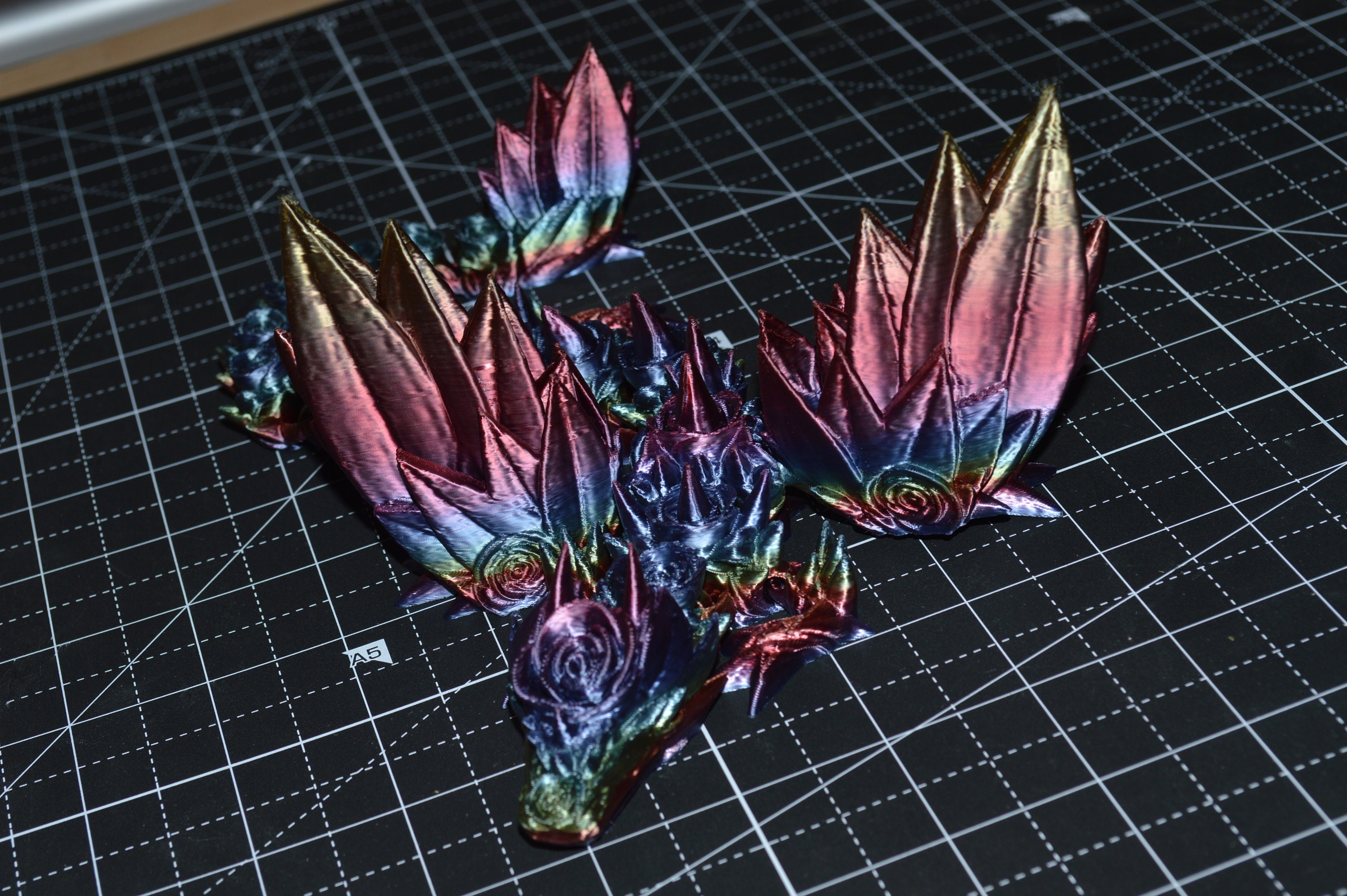 Flexi Winged Rose Dragon 3D Printed Fidget Toy - Etsy