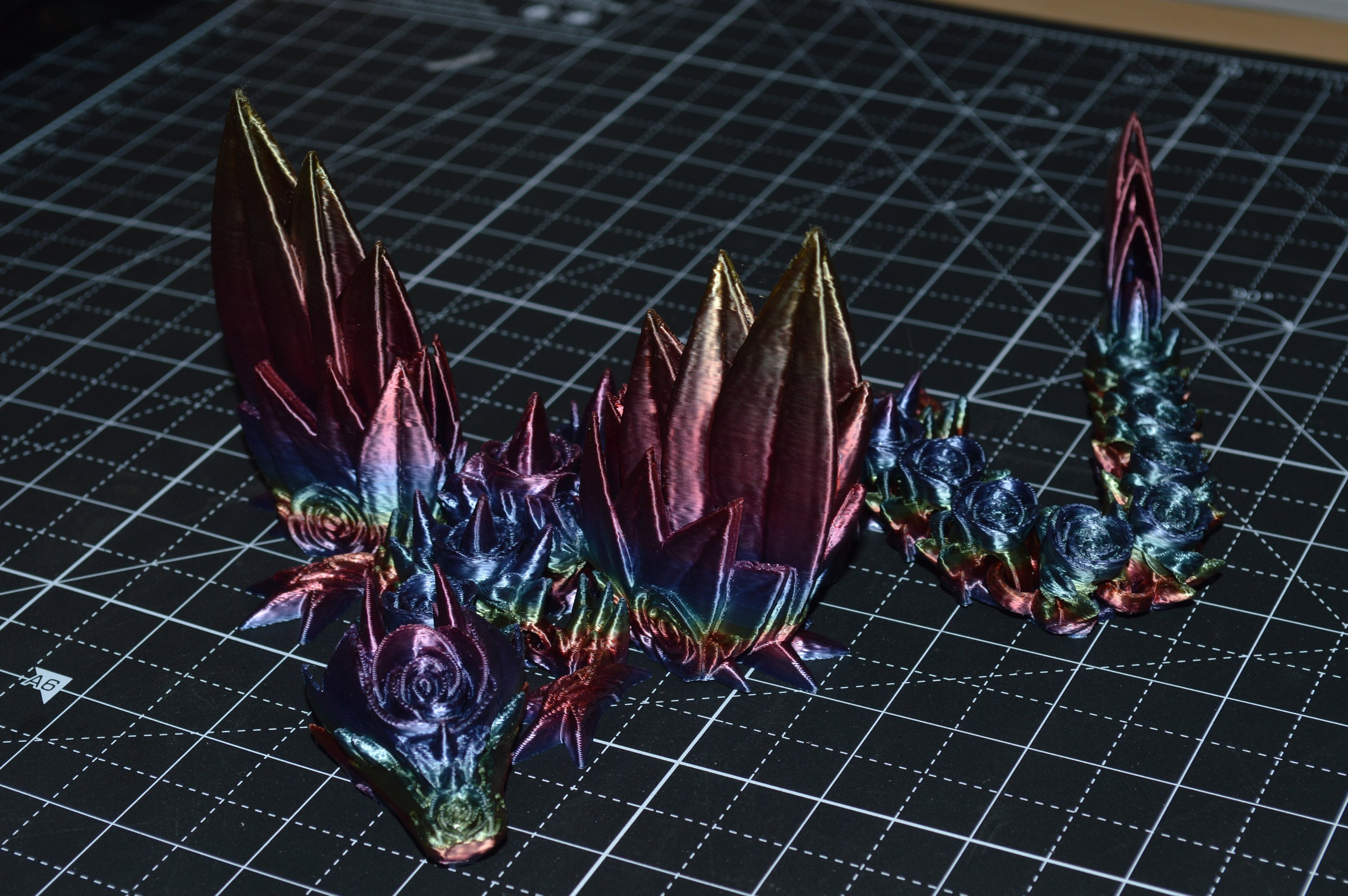 Flexi Winged Rose Dragon 3D Printed Fidget Toy - Etsy