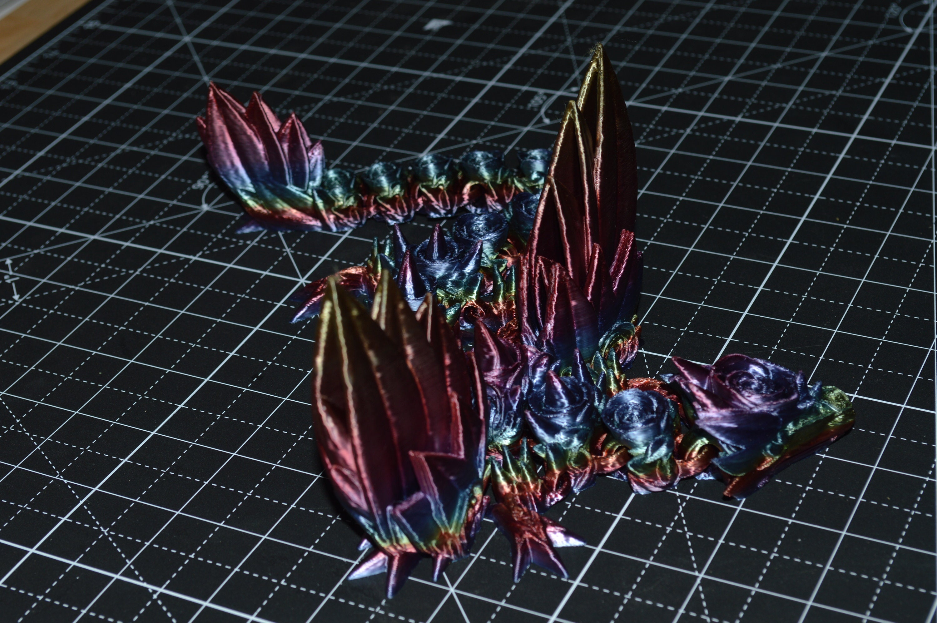 Flexi Winged Rose Dragon 3D Printed Fidget Toy - Etsy