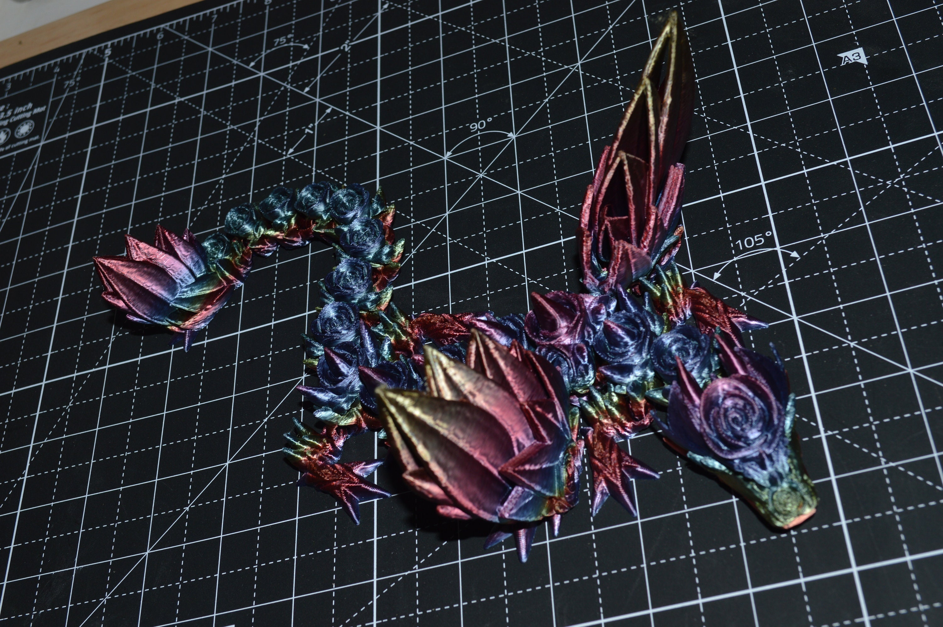 Flexi Winged Rose Dragon 3D Printed Fidget Toy - Etsy