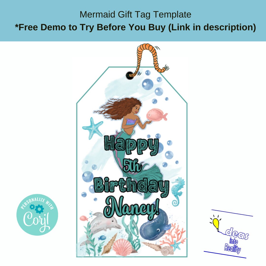 Mermaid Birthday Party Favor Bundle | Editable Digital Template - Etsy