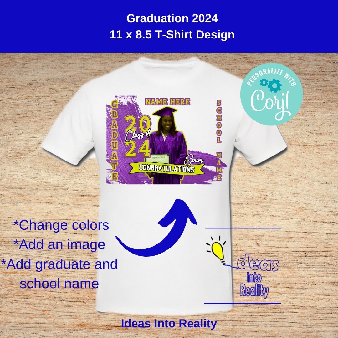 2024 Graduation T-shirt Digital Template Editable Downloadable Template ...