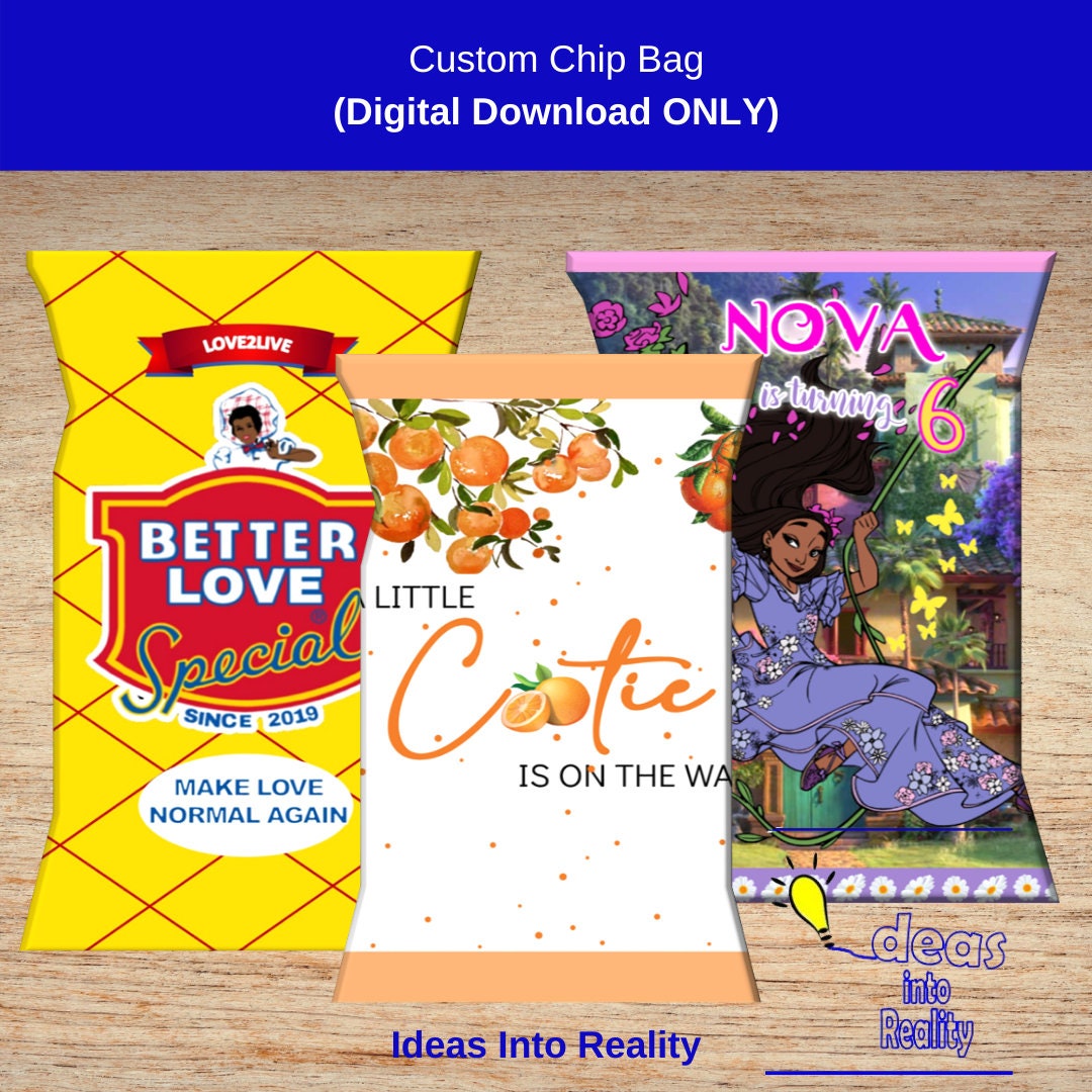 Custom Design Chip Bags/favor Bags, Personalized Chip Bags, Chip Bags ...