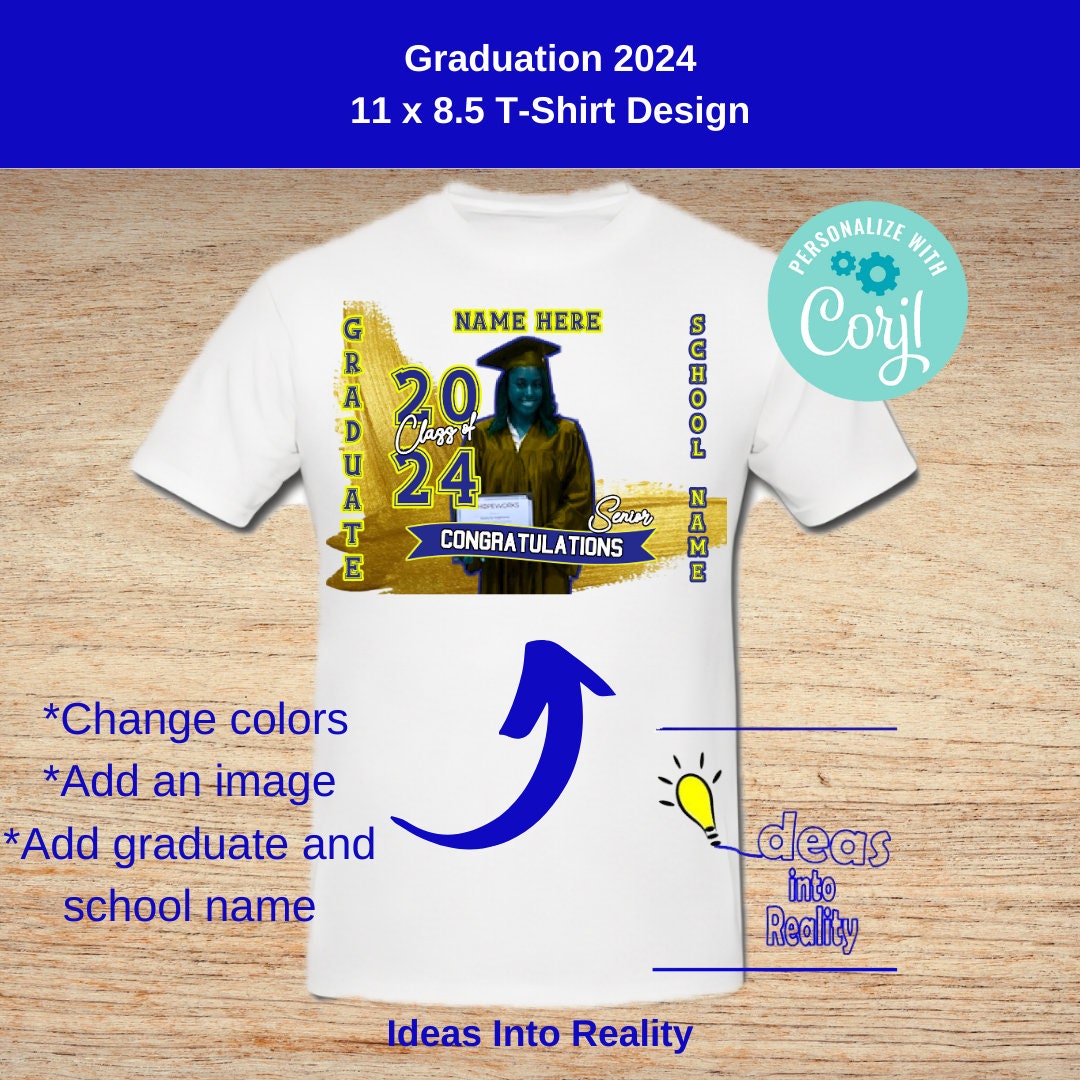 2024 Graduation T-shirt Digital Template Editable Downloadable Template ...