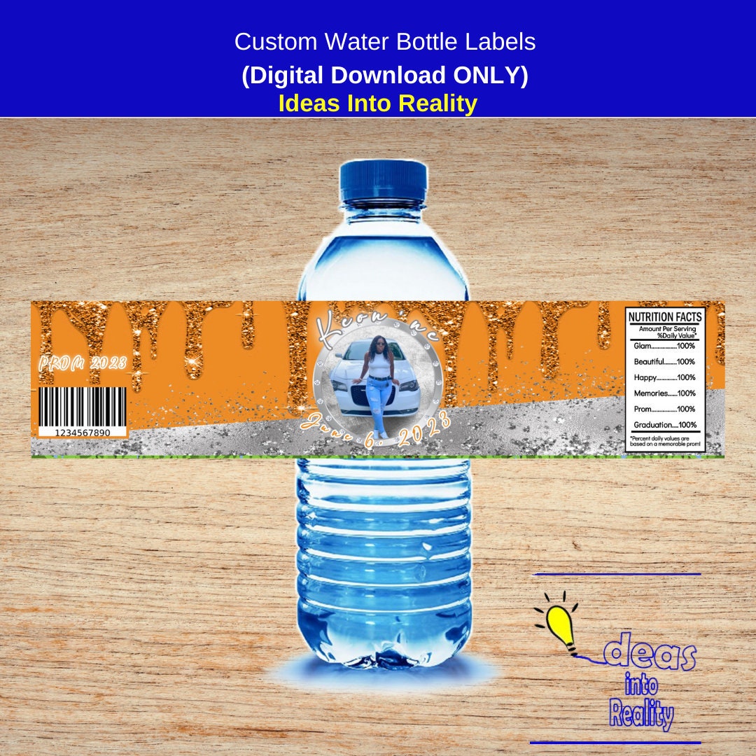 Custom Design Water Bottle Labels, Personalized Water Bottle Labels ...