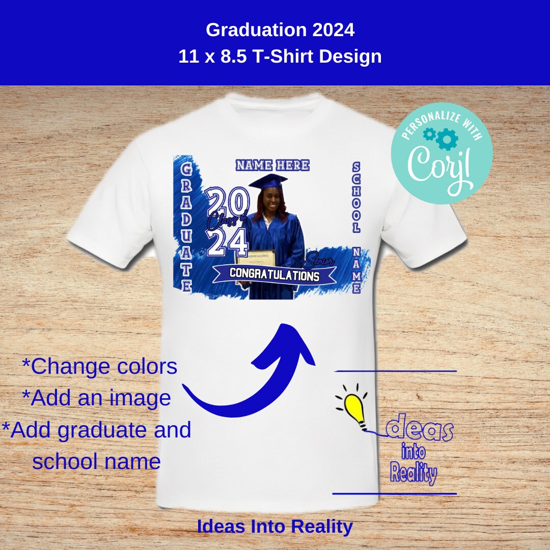 2024 Graduation T-shirt Digital Template Editable Downloadable Template ...
