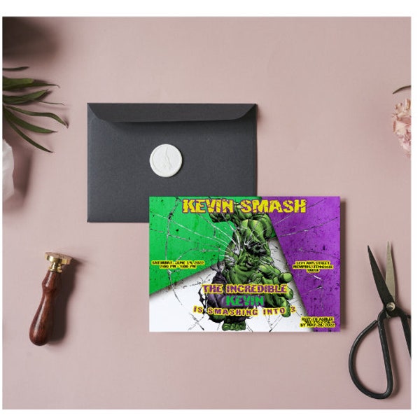 Hulk Smash Birthday Invite - Etsy