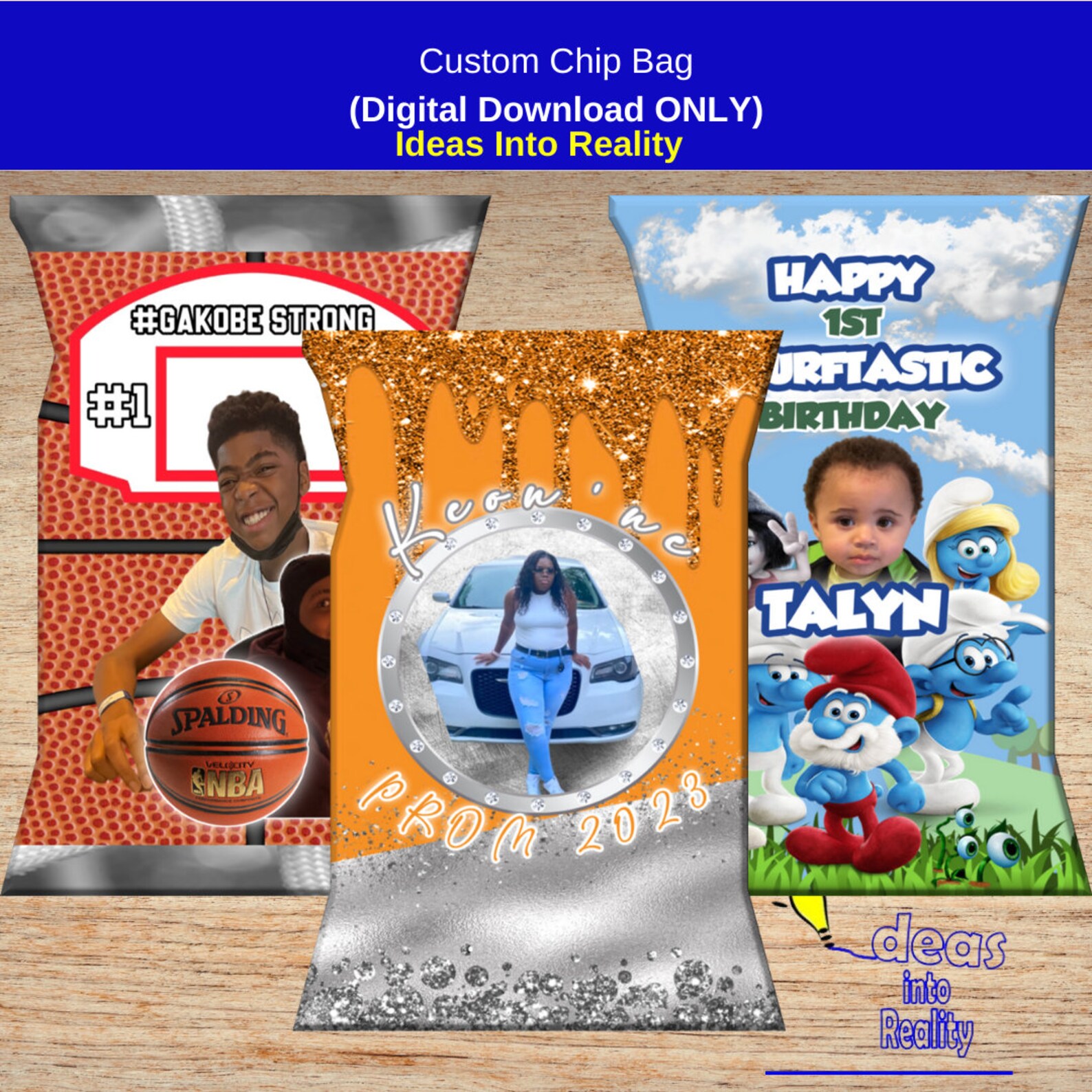 Custom Design Chip Bags/favor Bags, Personalized Chip Bags, Chip Bags ...