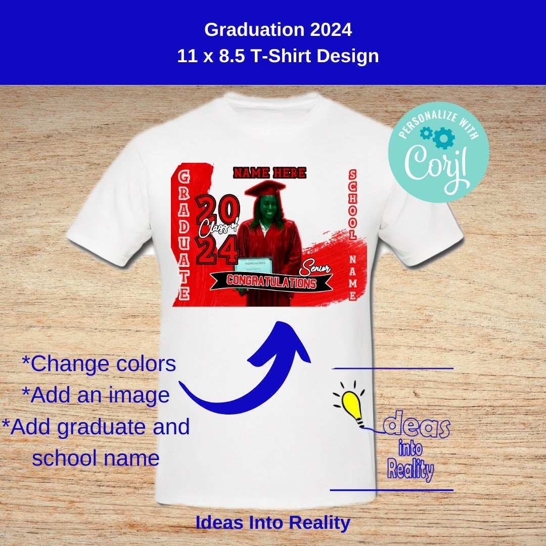 2024 Graduation T-shirt Digital Template | Editable Downloadable ...
