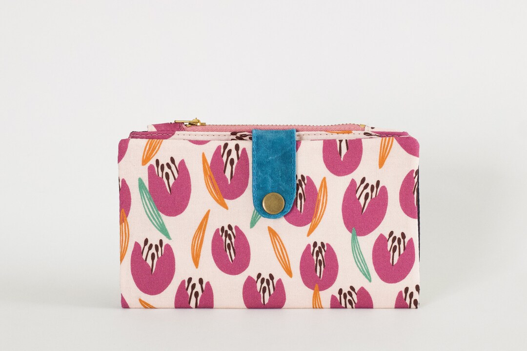 Cotton Wallet for Woman, Tulip Wallet Long, Spring Wallet Handmade ...