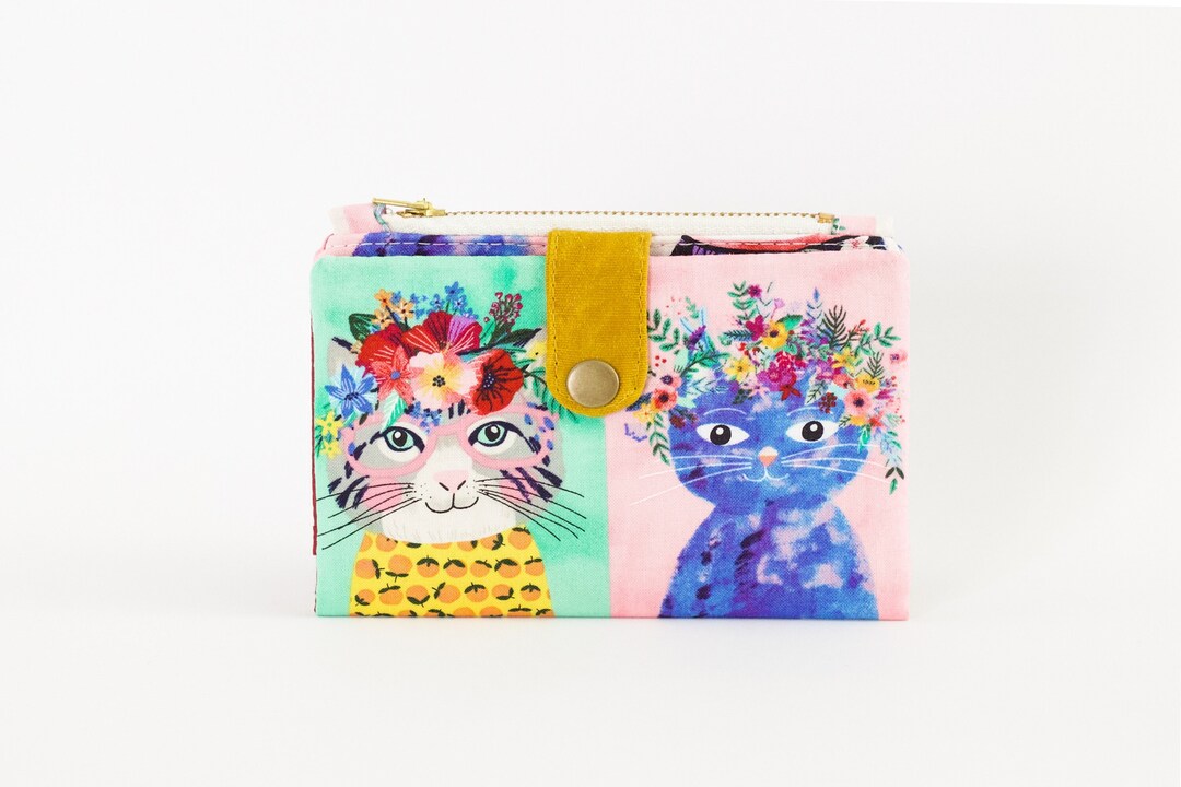 Floral Cat Wallet for Women, Vegan Wallet Cat, Handmade Wallet One of a ...