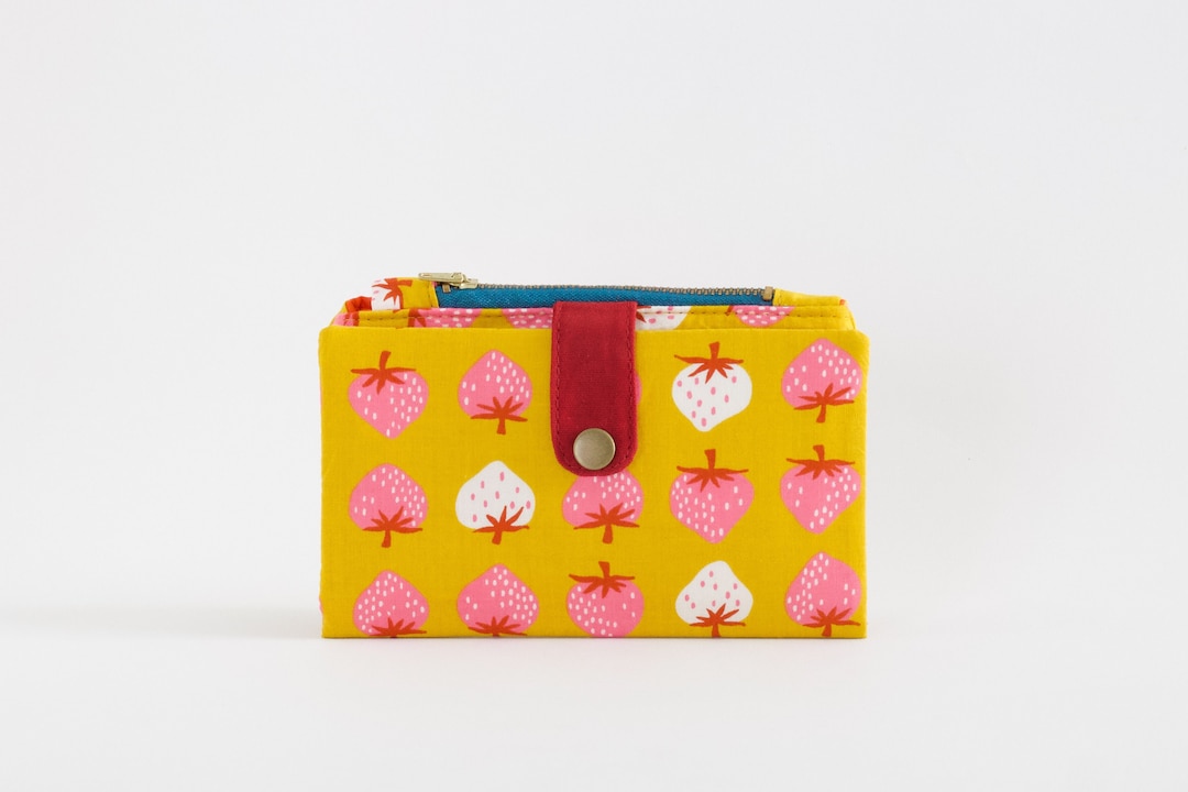 Cute Strawberry Long Wallet for Women, Checkbook Cover Wallet Fabric ...