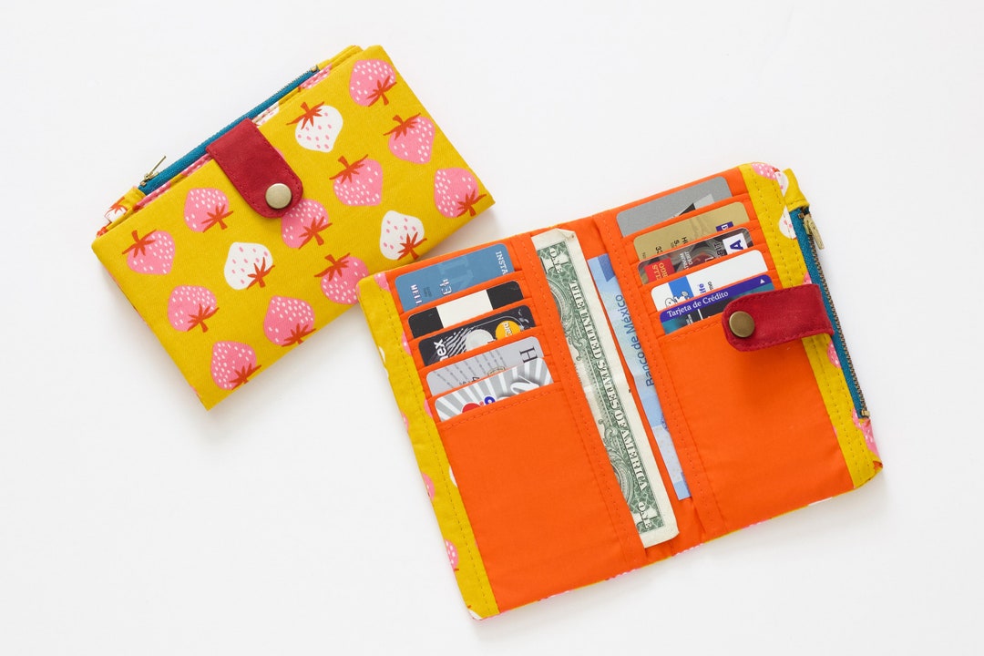 Cute Strawberry Long Wallet for Women, Checkbook Cover Wallet Fabric ...