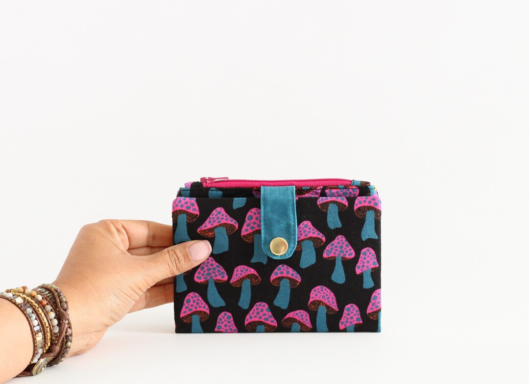 Mushroom Wallet Women, Small Wallet for Woman, Fabric Wallet Bifold ...