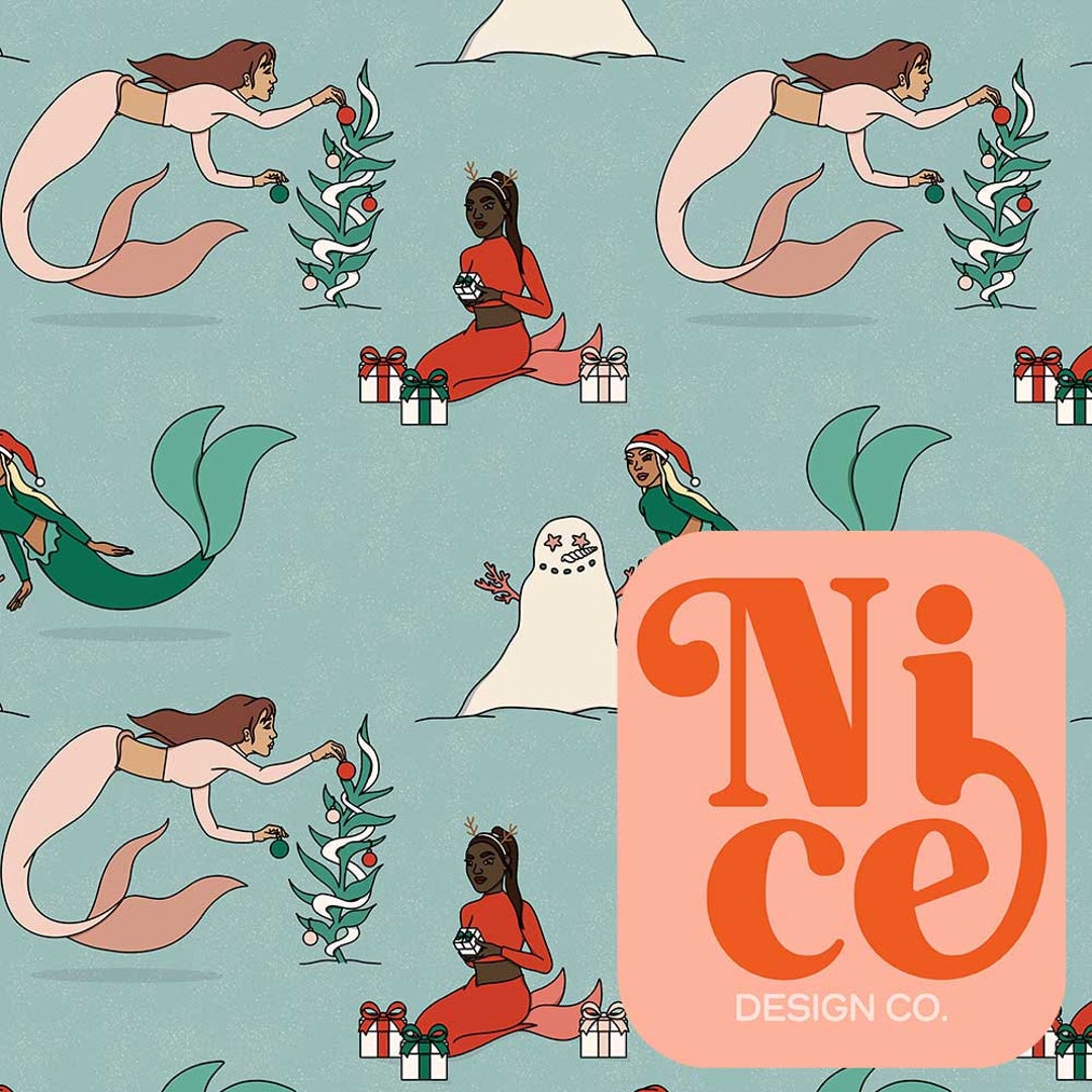 Christmas Seamless File Mermaid Christmas Mermaids Seamless - Etsy