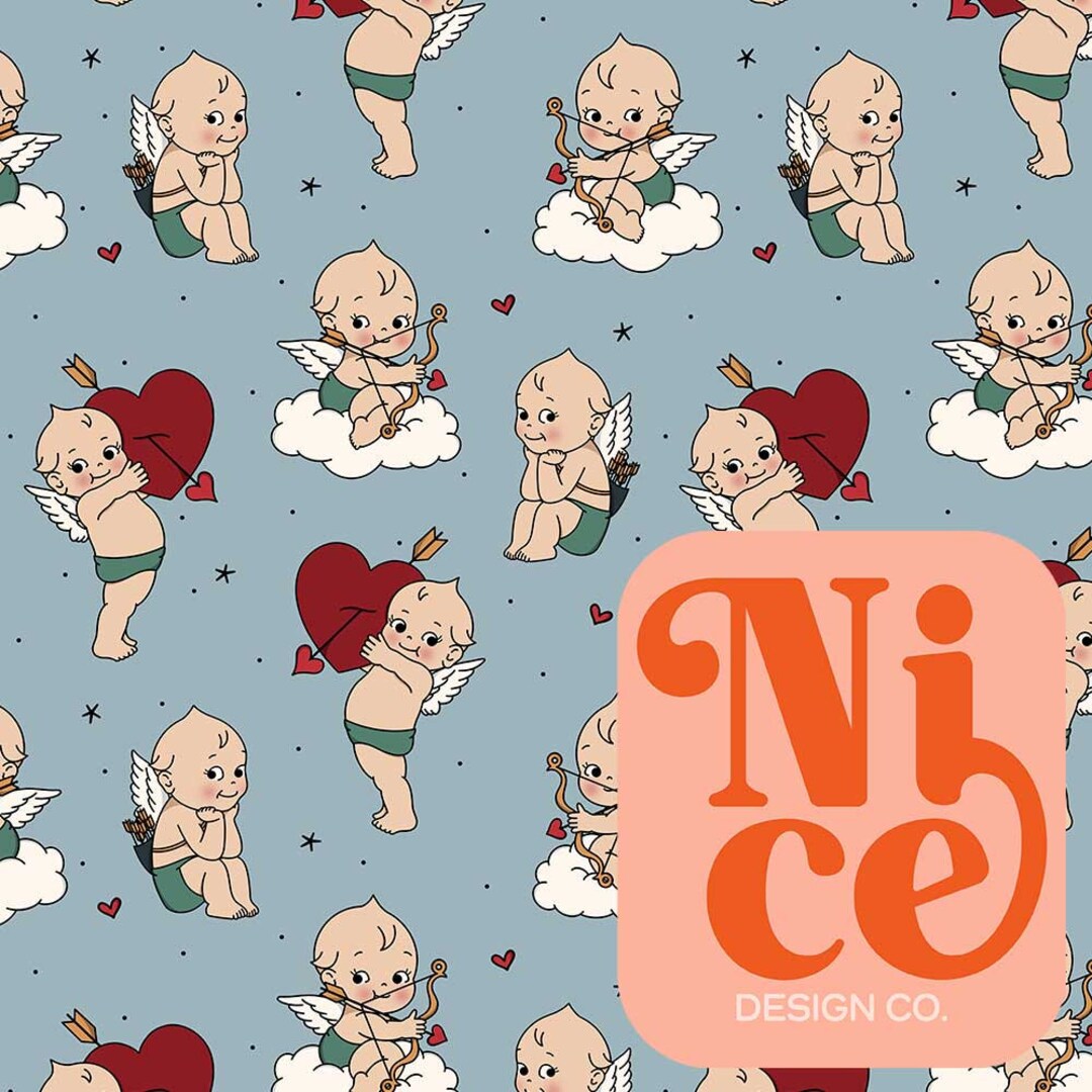 Seamless File for Fabric, Valentine's Day, Kewpie Cupid, Trendy ...