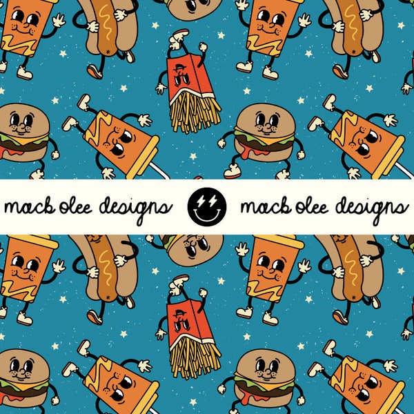 Fast Food Seamless Pattern - Etsy