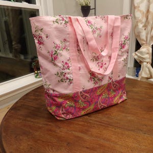 Large Pink Floral Tote Bag - Etsy