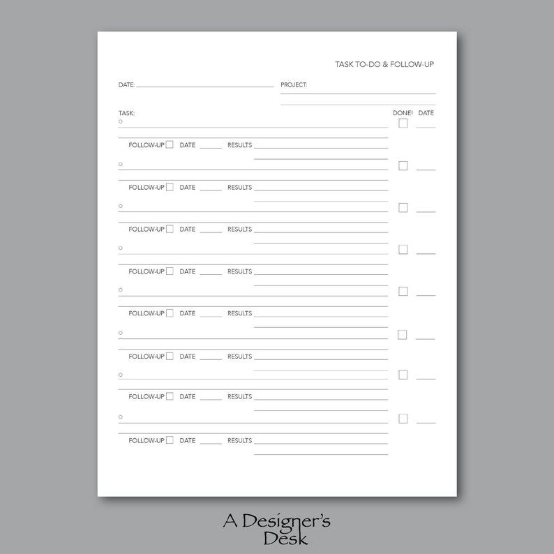 Task To-do & Follow-up Home/office Tasks Business Document - Etsy