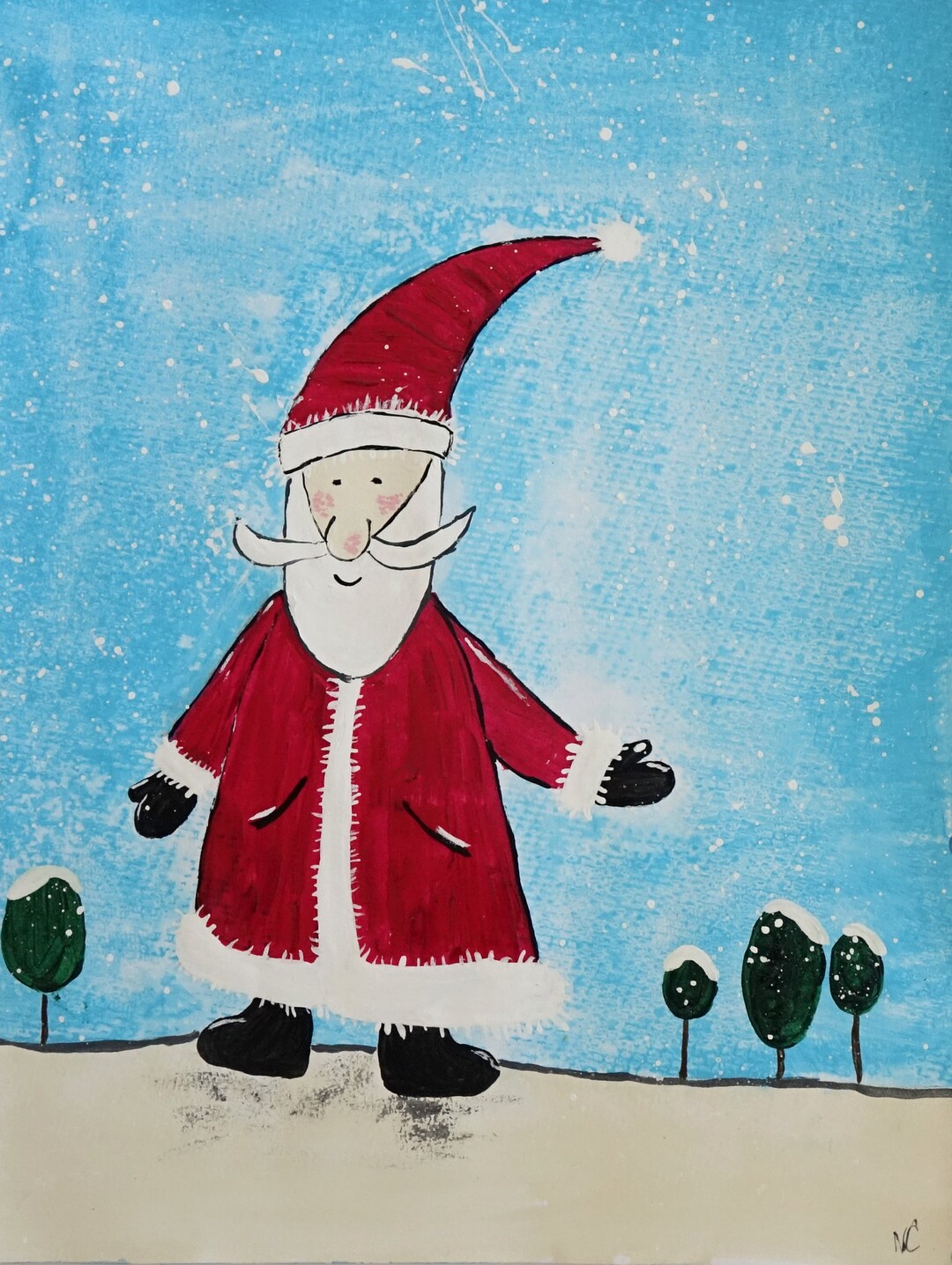 Santa Claus Painting Original Acrylic Painting Christmas Painting Santa ...