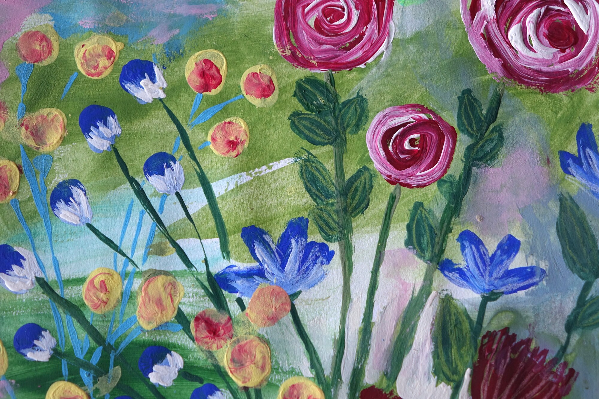 Bouquet of Flowers Mixed Media Flowers on Paper Floral Painting ...