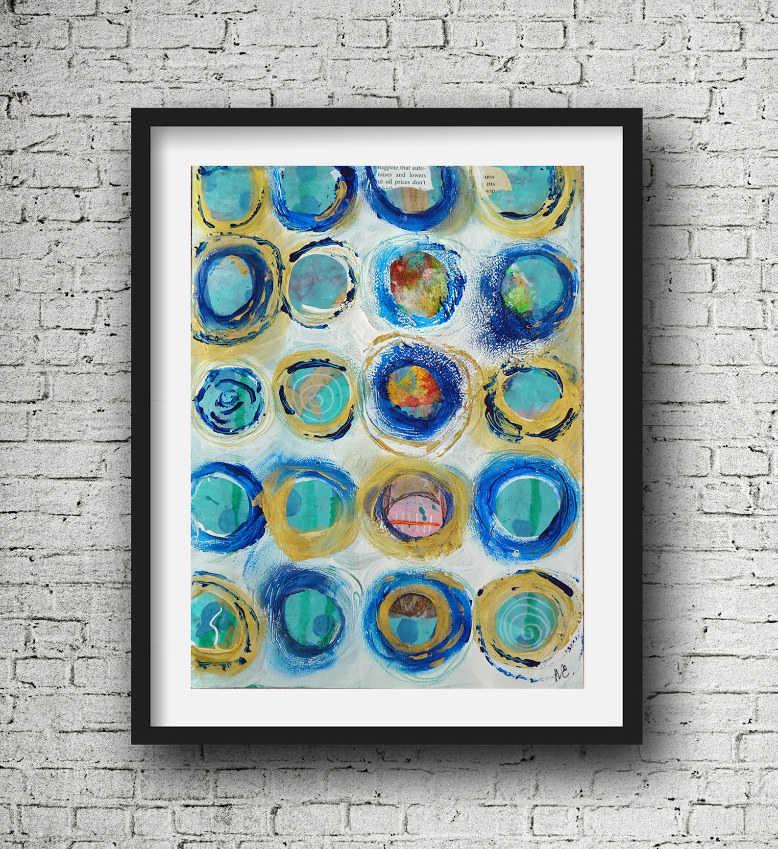 Abstract Painting Circles Painting Original Mixed Media Painting on ...