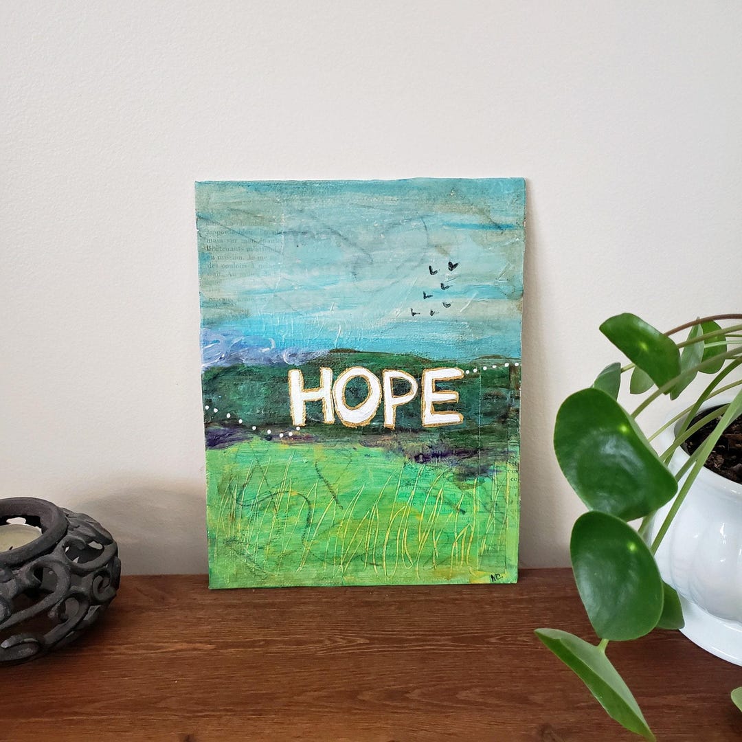 Hope Landscape Painting on Canvas Panel Original Mixed Media Painting ...