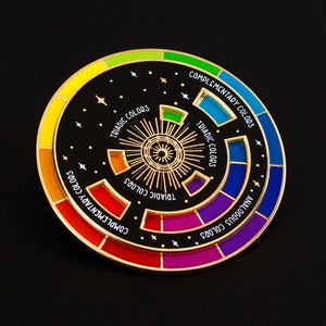 Color Wheel Enamel Pin© Black/gold ORIGINAL, Moving Jewelry Accessory ...