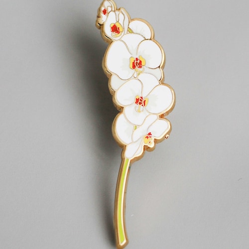 White Orchid Floral Enamel Pin White Flowers Gift Flower - Etsy