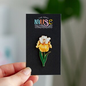 Bearded Iris Floral Enamel Pin, Botanical Lapel Brooch Gift - Etsy