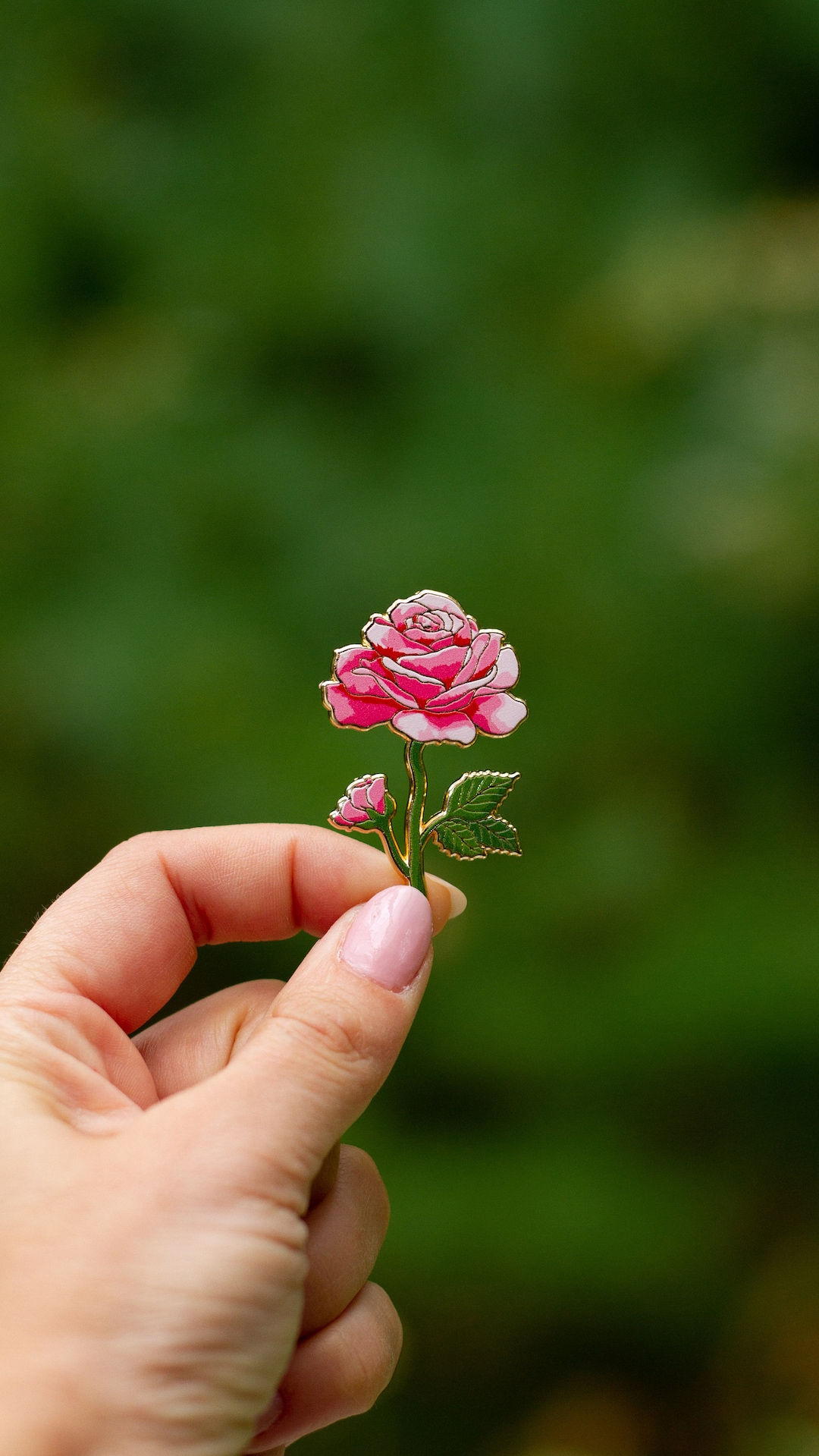 Pink Rose V2 Floral Enamel Pin, June Birth Month Flower Accessory ...