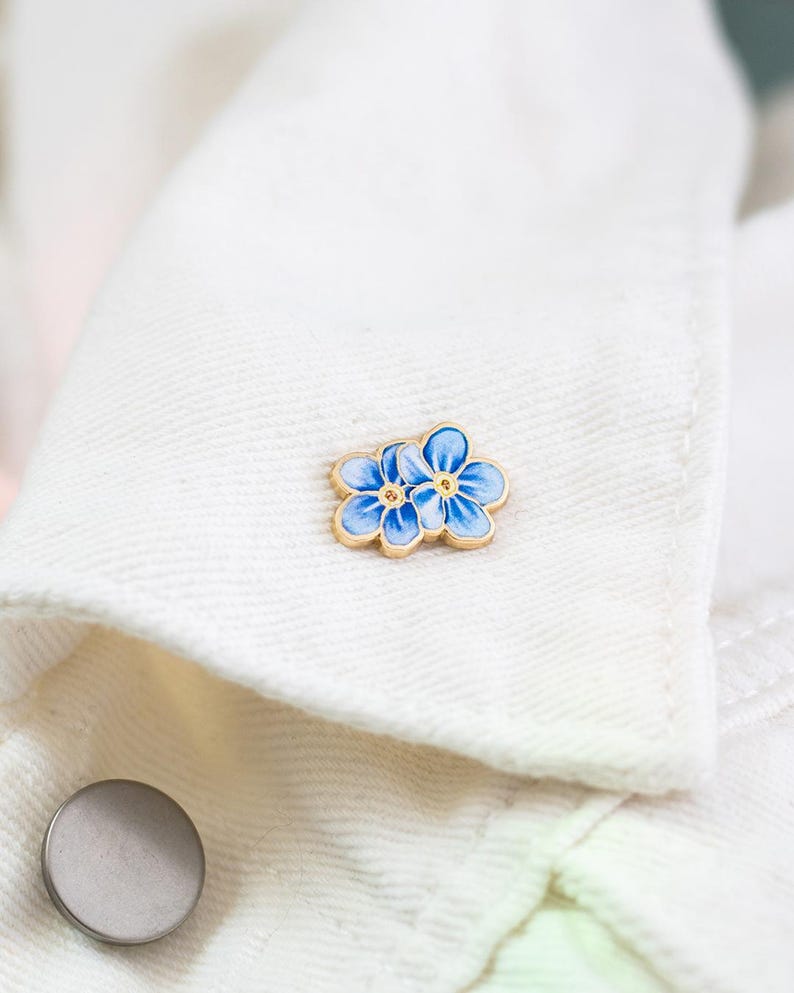 Mini Forget-me-not Enamel Pin, Alaska State Flower, Blue Spring Floral ...