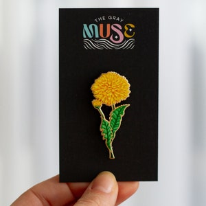 Dandelion Floral Enamel Pin, Yellow Flower Accessory, Nature Lover ...