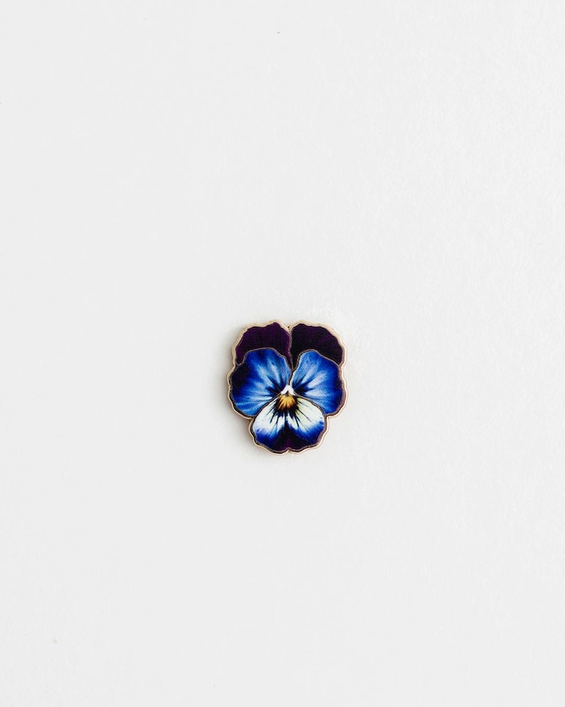 Mini Blue Pansy Flower Enamel Pin - Floral Lapel Pin - Etsy