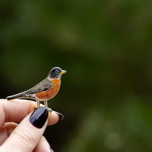 American Robin Bird Enamel Pin, Nature Gift, Gifts for Her, Lapel Pin ...