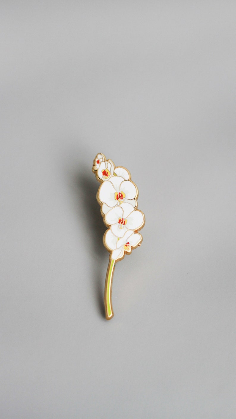 White Orchid Floral Enamel Pin White Flowers Gift Flower - Etsy