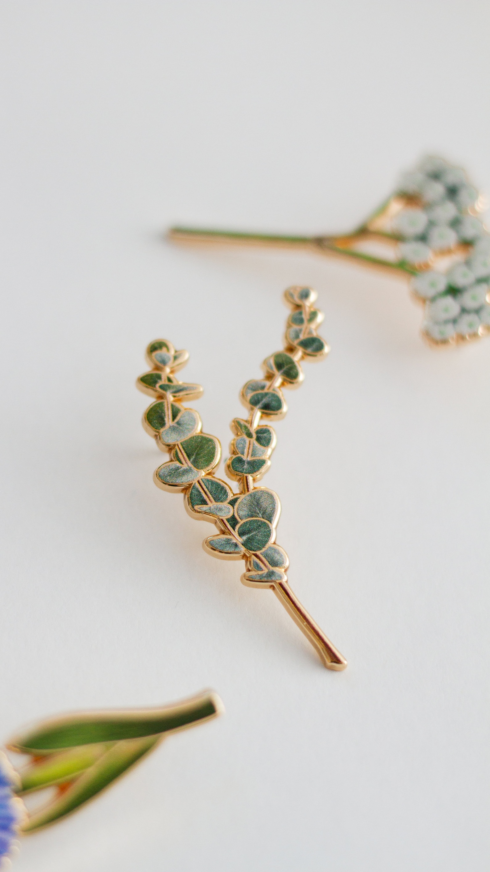 Eucalyptus V2 Floral Enamel Pin, Green Plant Brooch, Botanical Badge ...