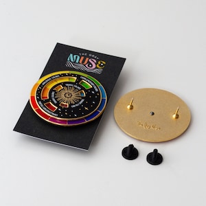 Color Wheel Enamel Pin© Black/gold ORIGINAL, Moving Jewelry Accessory ...