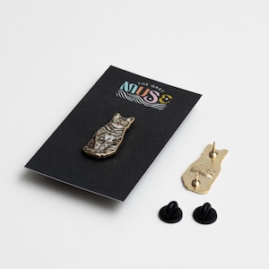 RETIRING Brown Tabby Cat Enamel Pin, Gold-plated Kitten Lapel Brooch - Etsy