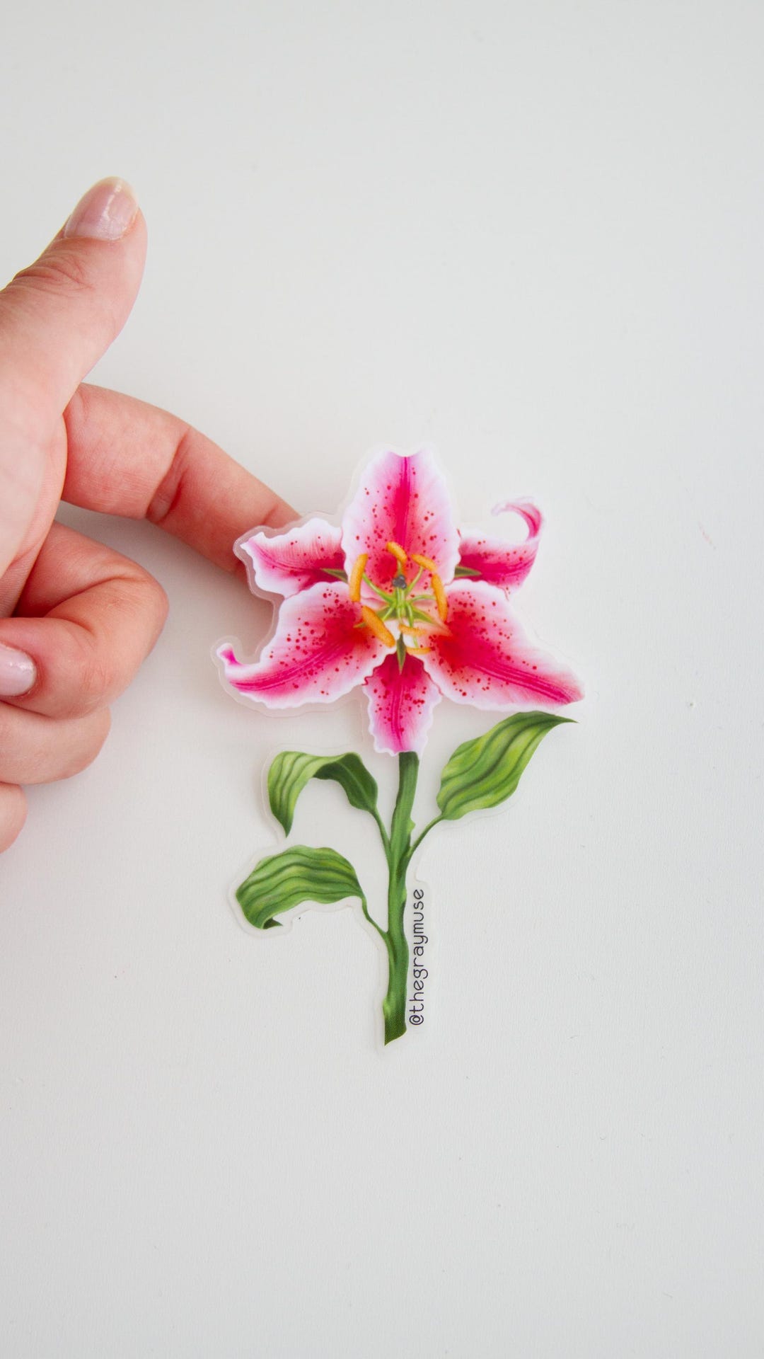 Pink Stargazer Lily Sticker, Clear Matte Floral Decal - Etsy