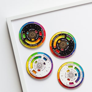 Color Wheel Enamel Pin© Black/gold ORIGINAL, Moving Jewelry Accessory ...