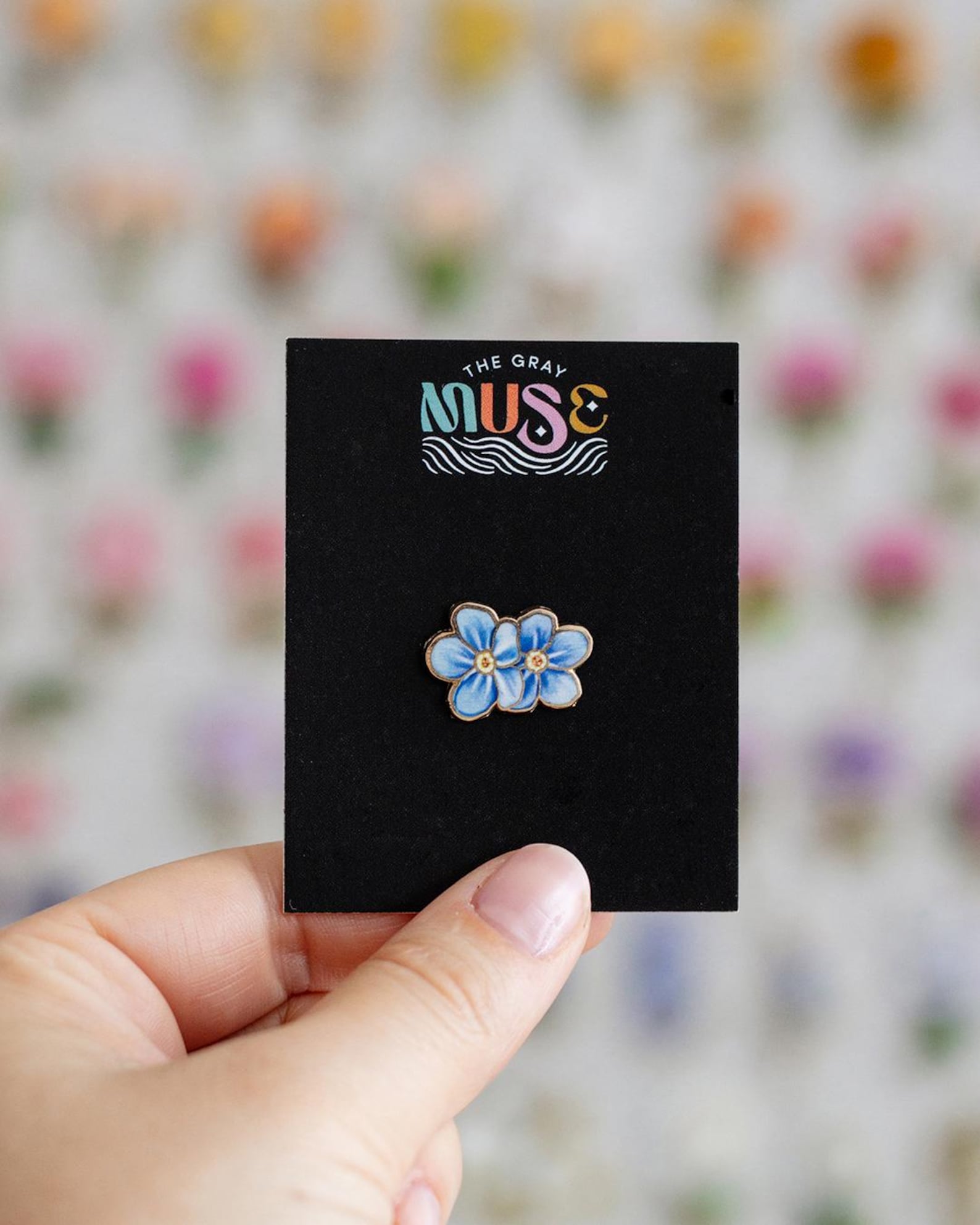 Mini Forget-me-not Enamel Pin, Alaska State Flower Brooch, Floral Lapel ...