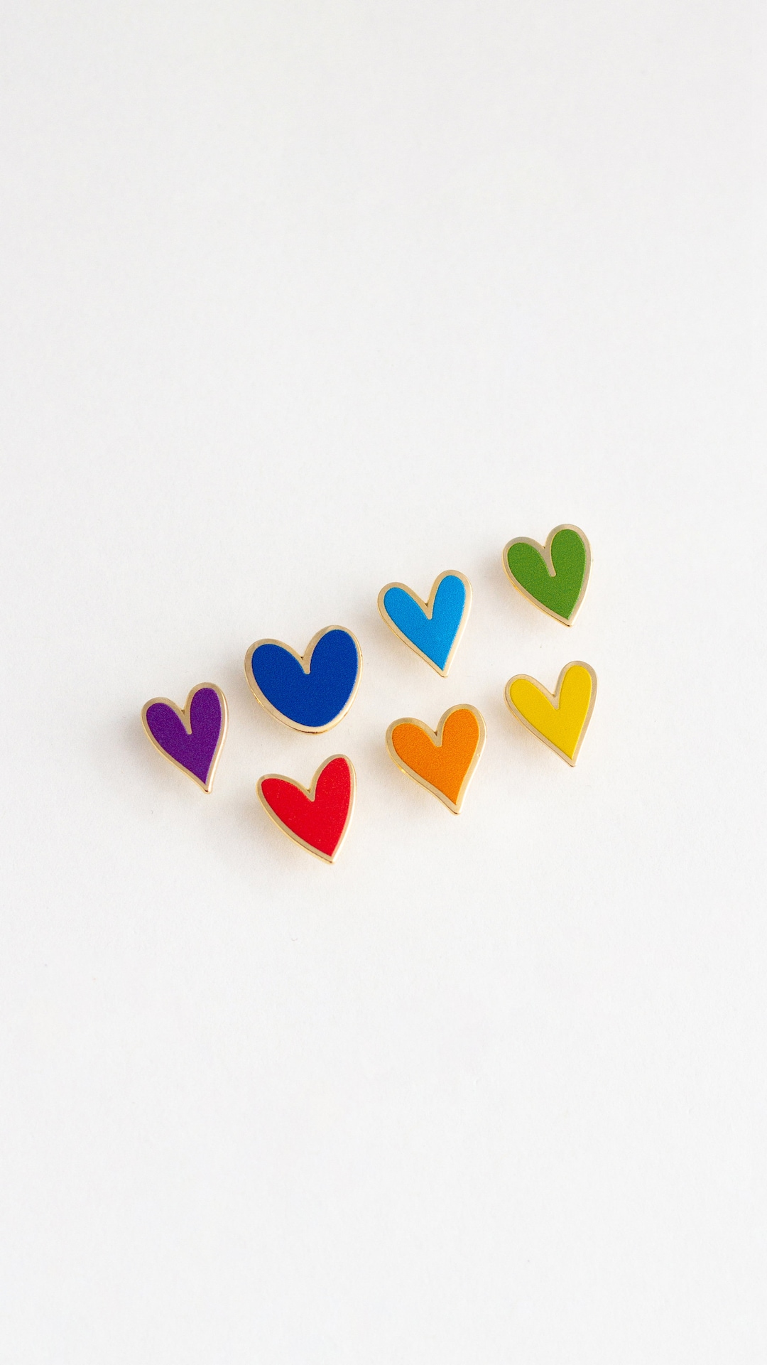 Mini Rainbow Hearts (7) Enamel Pin Set, Colorful Love Lapel Badges ...
