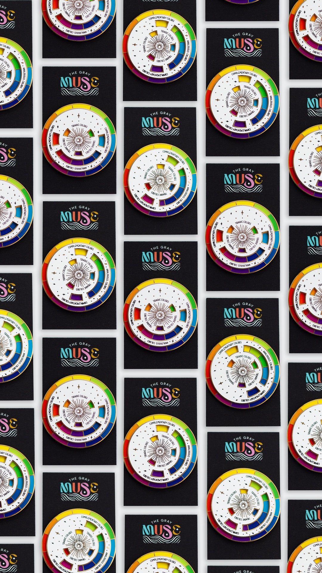 Color Wheel Enamel Pin© White/gold ORIGINAL, Moving Jewelry Accessory ...