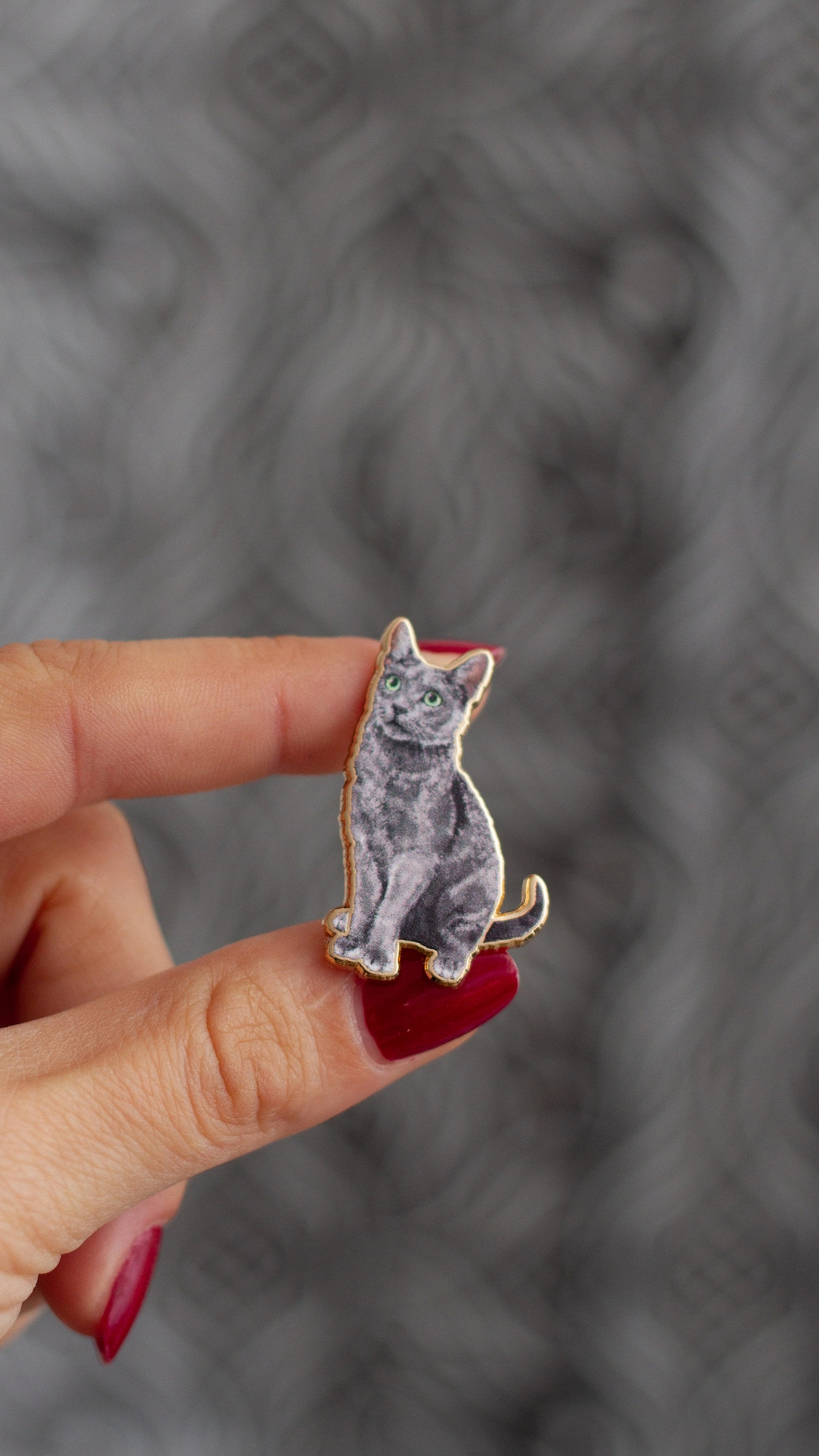 Russian Blue Cat Enamel Pin, Animal Lover Pins, Pet Lover Gift, Grey ...