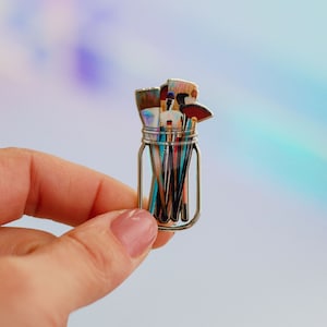Paint Brushes in Clear Jar Enamel Pin, Artist Jewelry Accessory ...